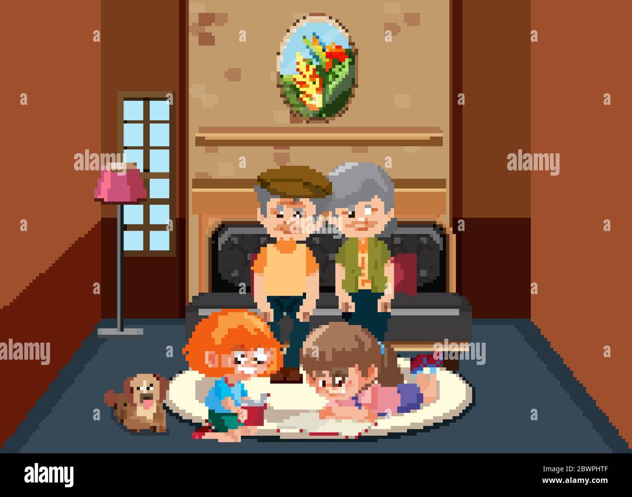 Background scene family staying at home illustration Stock Vector Image ...