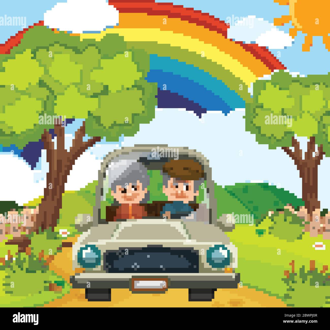 Scene with people driving in the park illustration Stock Vector Image ...