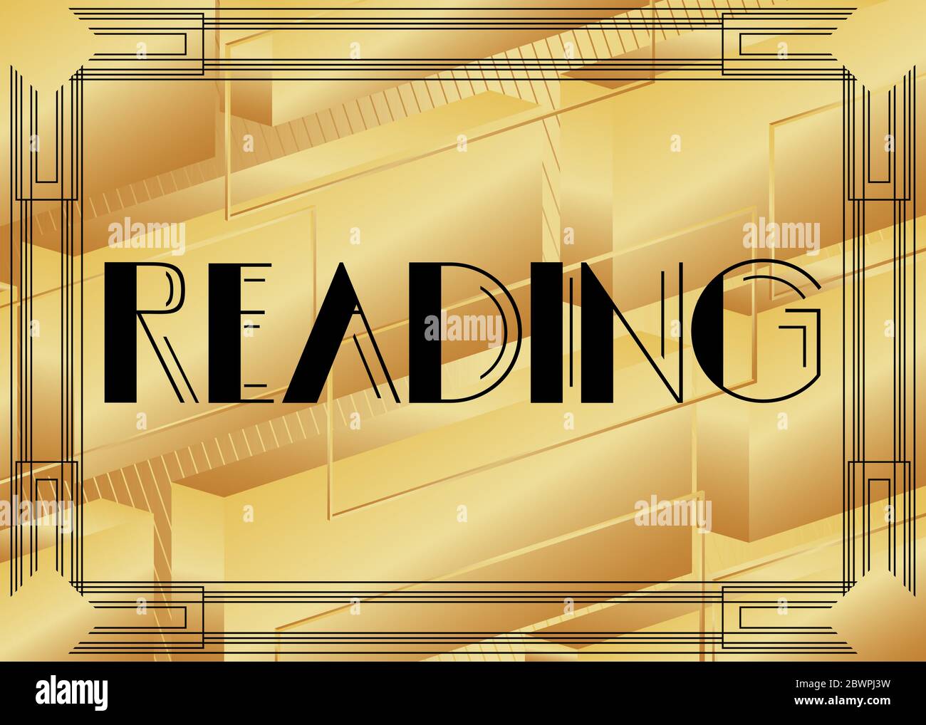 Art Deco Reading text. Decorative greeting card, sign with vintage ...