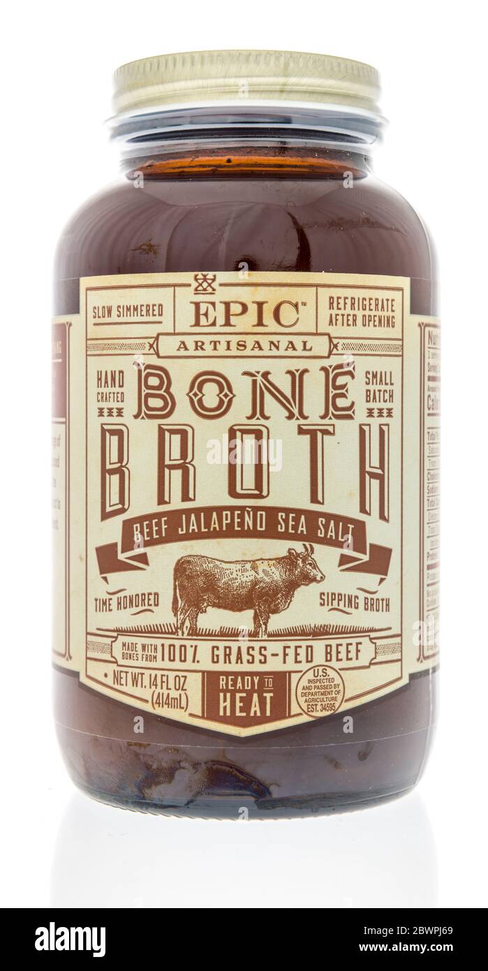 Winneconne, WI - 2 June 2020: A bottle of Epic artisanal beef bone ...