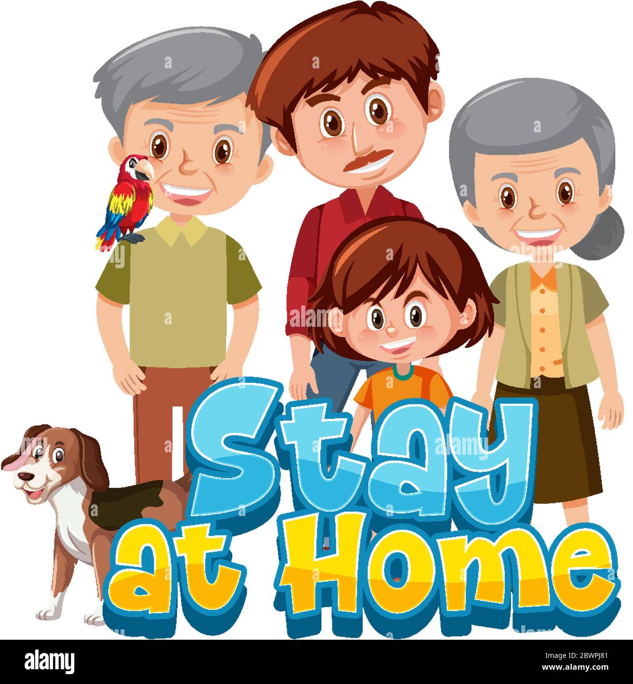 Happy family staying together at home illustration Stock Vector Image ...
