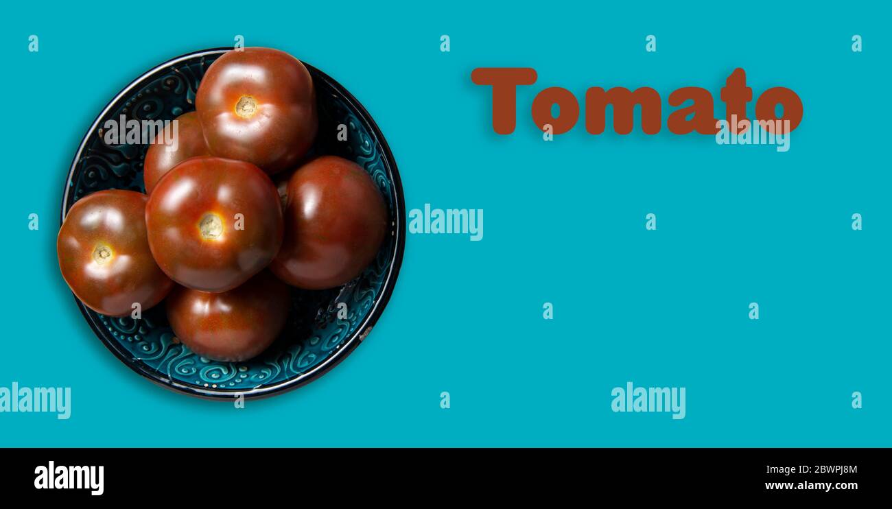 jar with organic tomatoes seen from above. Word Tomato written Stock ...