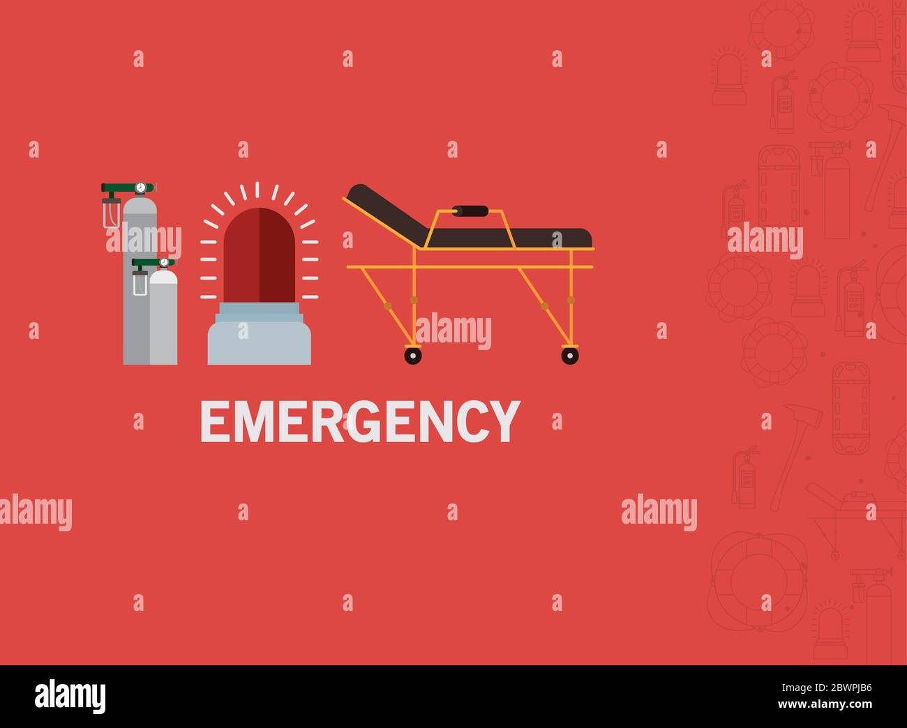 Siren stretcher and oxygen cylinders vector design Stock Vector Image ...