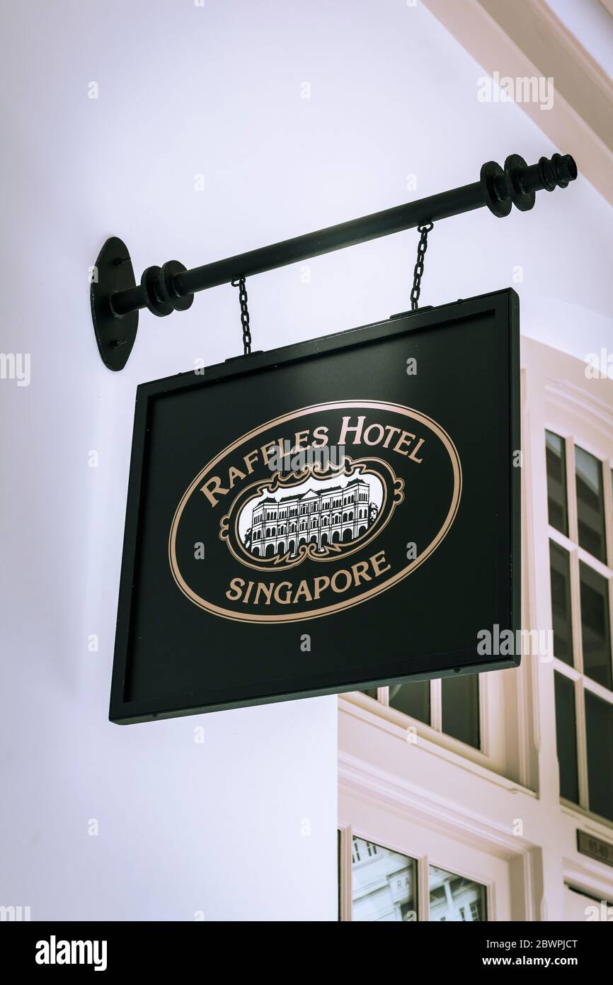 Raffles Hotel sign, Singapore, Republic of Singapore Stock Photo - Alamy