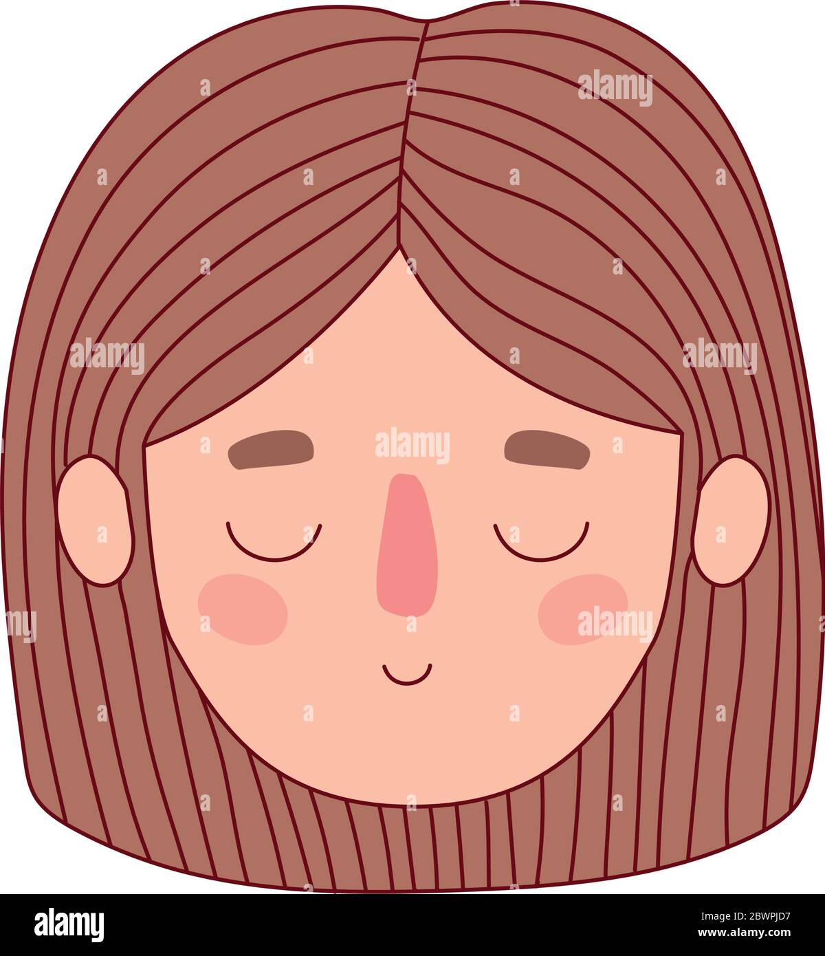 Head woman cartoon with brown hair vector design Stock Vector Image ...