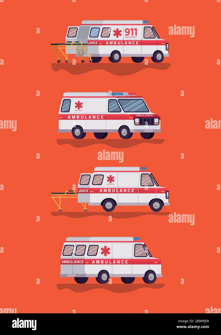 Ambulances paramedic cars side view vector design Stock Vector Image ...