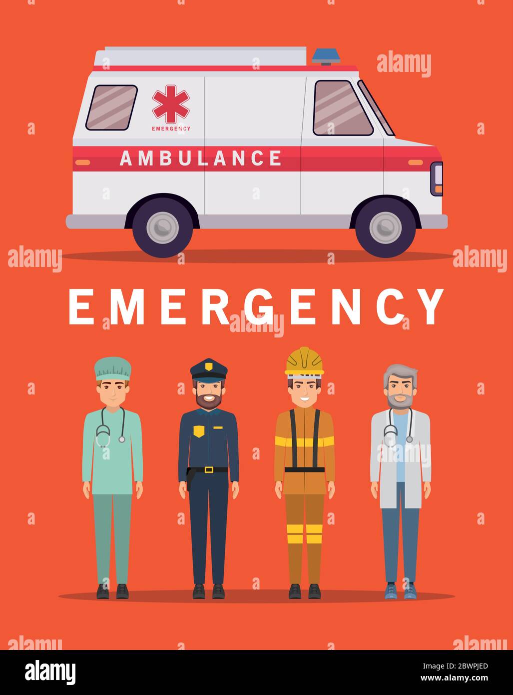 Ambulance paramedic police firefighter and doctor vector design Stock ...