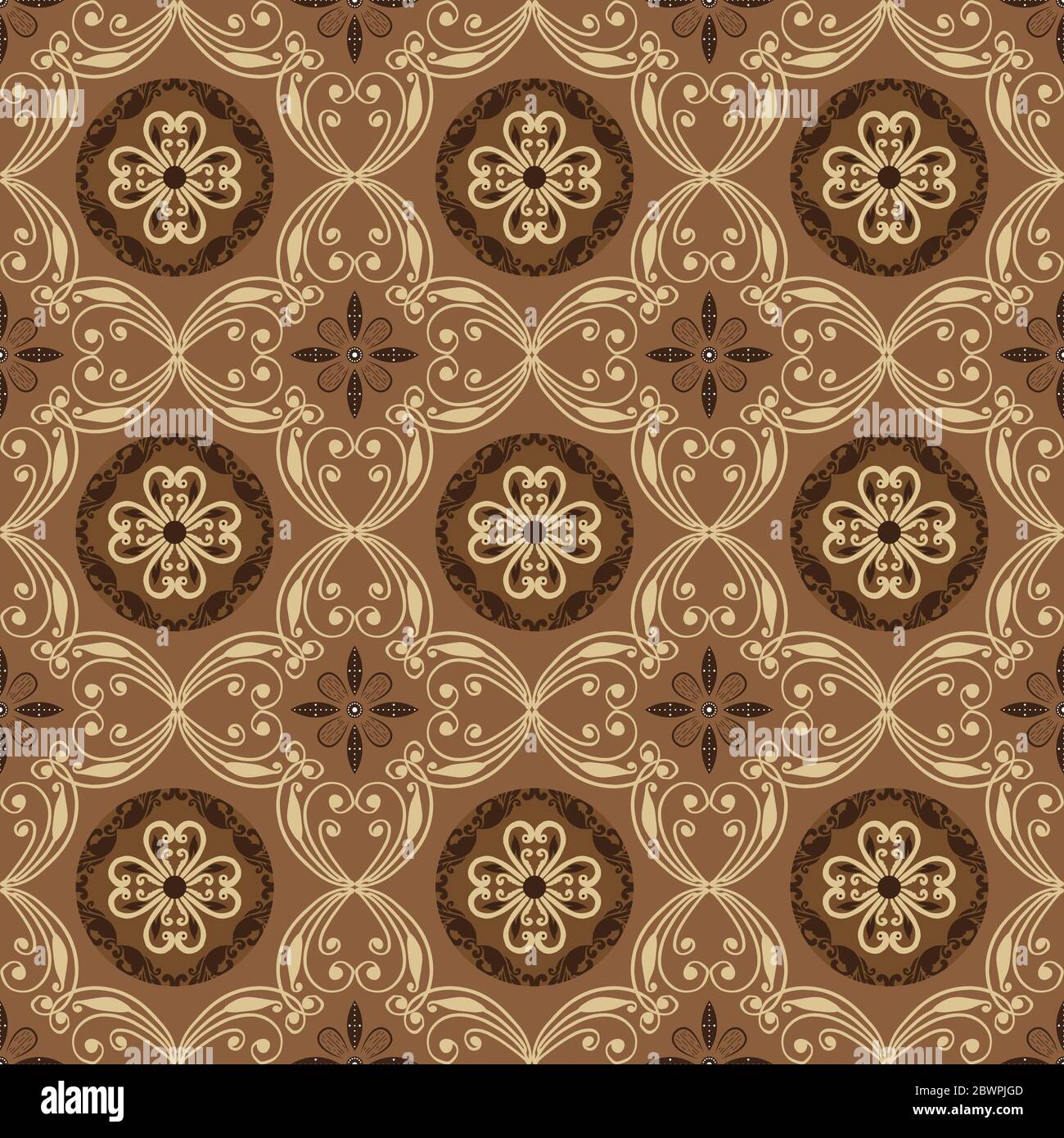 Beautiful flower batik pattern with seamless mocca brown color Stock ...