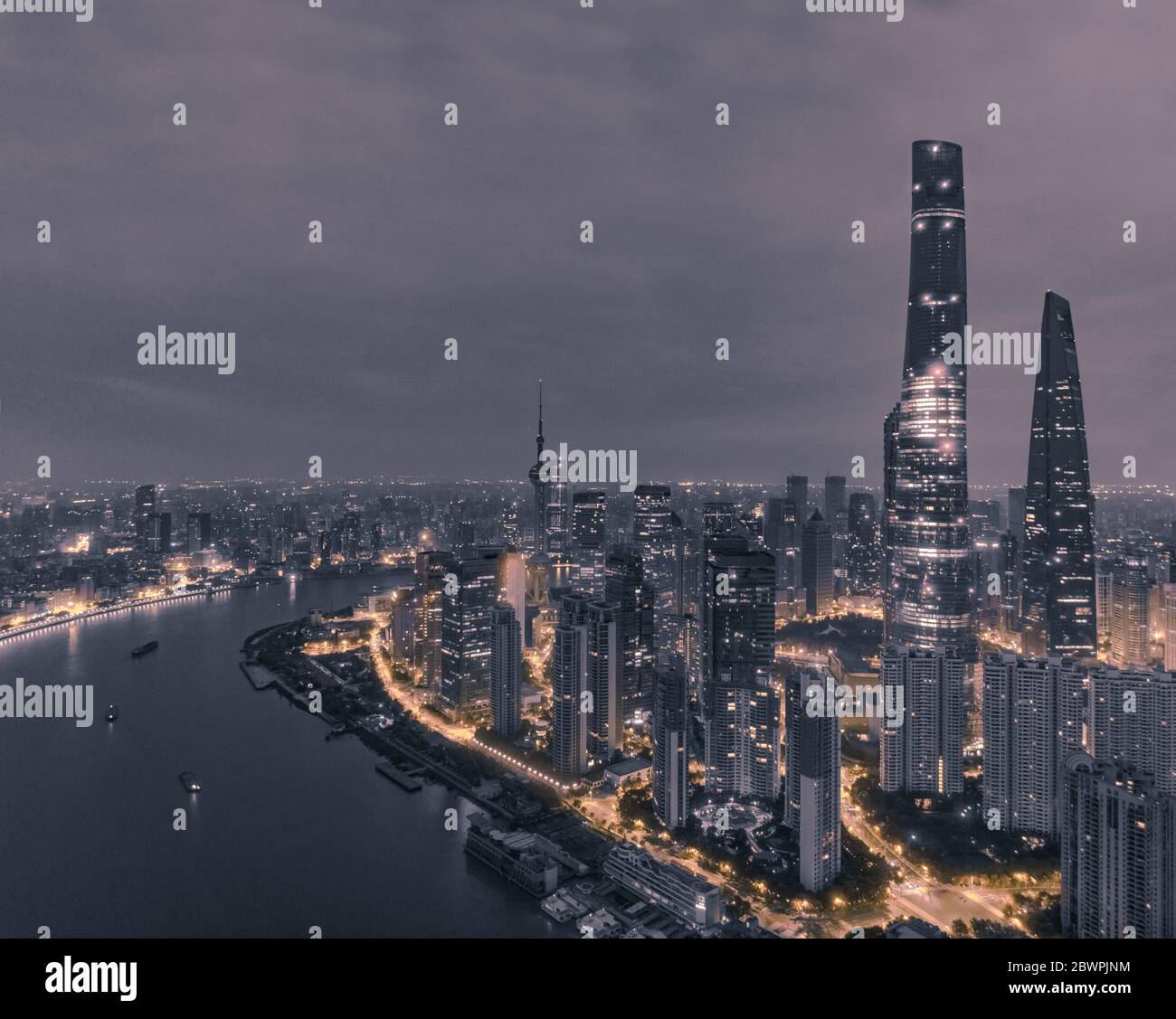 aerial view of Lujiazui, Shanghai city, at dawn Stock Photo - Alamy