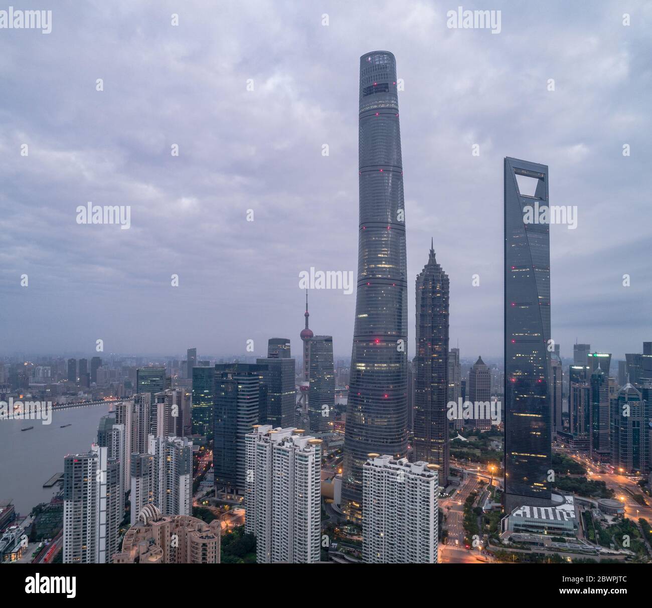 aerial view of Lujiazui, Shanghai city, at dawn Stock Photo - Alamy