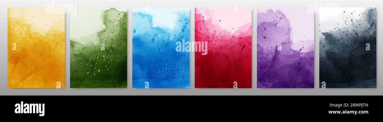 Set of bright colorful watercolor background. Template used as being an ...