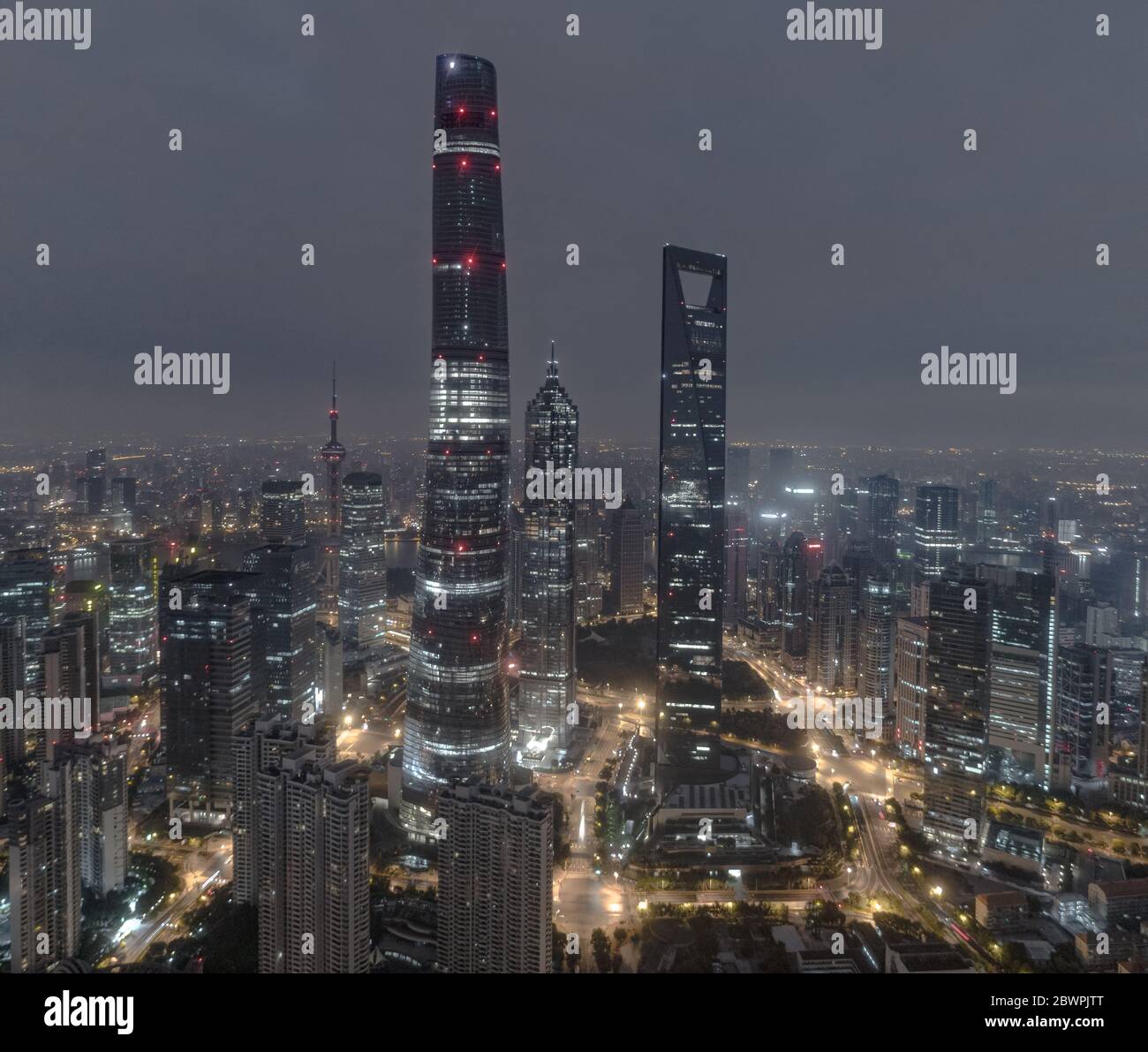 aerial view of Lujiazui, Shanghai city, at dawn Stock Photo - Alamy