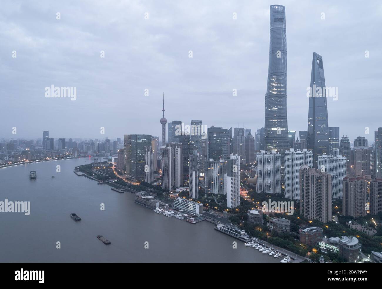 aerial view of Lujiazui, Shanghai city, at dawn Stock Photo - Alamy