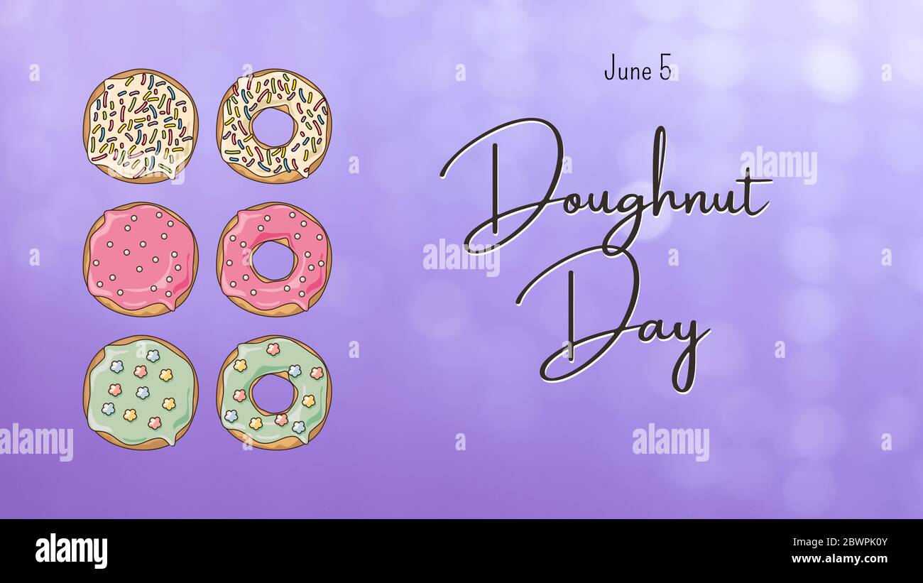 Poster, background, banner, card or design with a donuts and the text ...