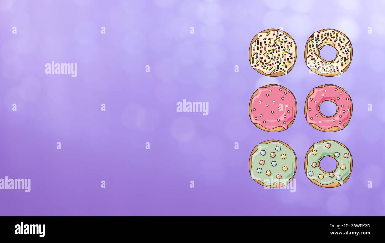 Poster, background, banner, card or design with donuts. Concept of ...