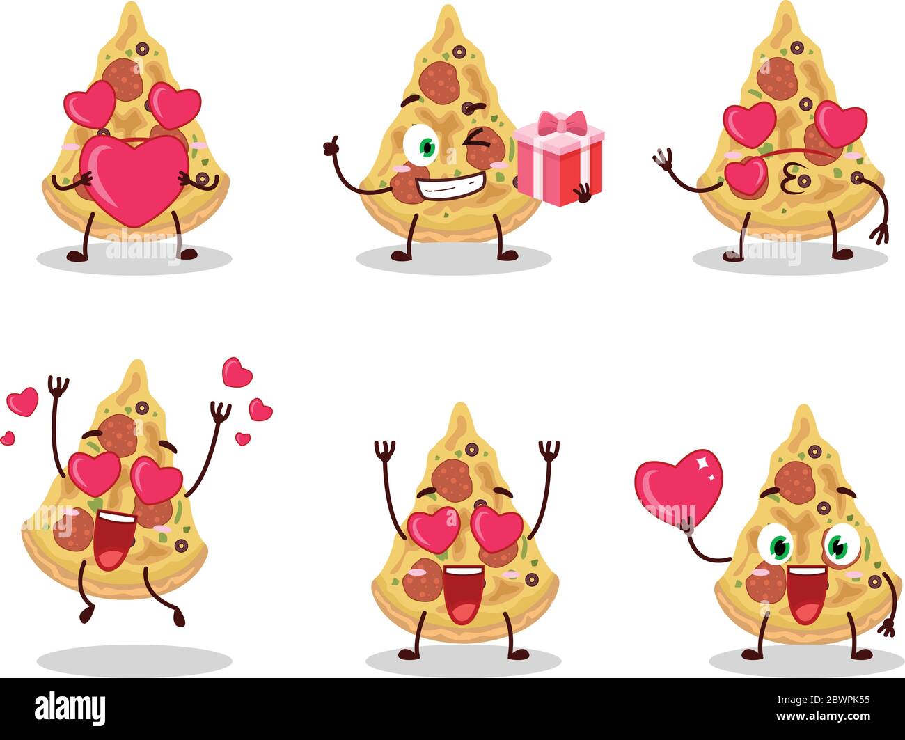 Slice of pizza cartoon character with love cute emoticon Stock Vector ...