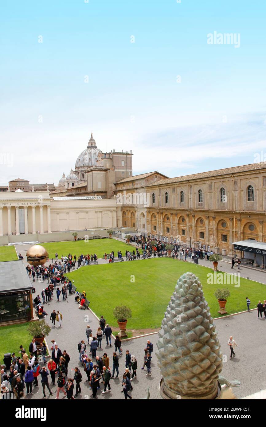 Vatican City, Vatican - May 20, 2019: Courtyard of the Pine Cone ...