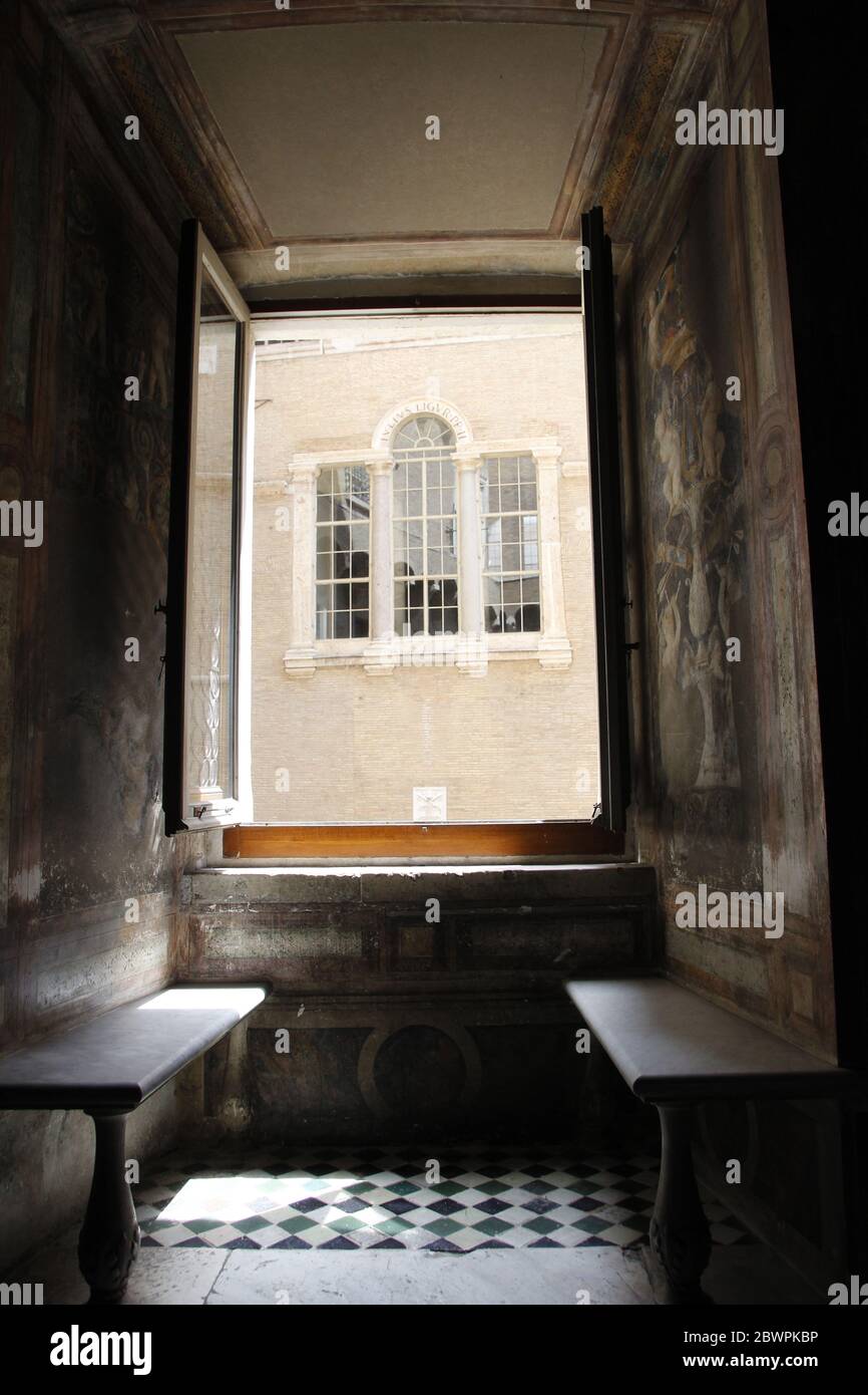 Vatican City, Vatican - May 20, 2019: View through a window from the ...