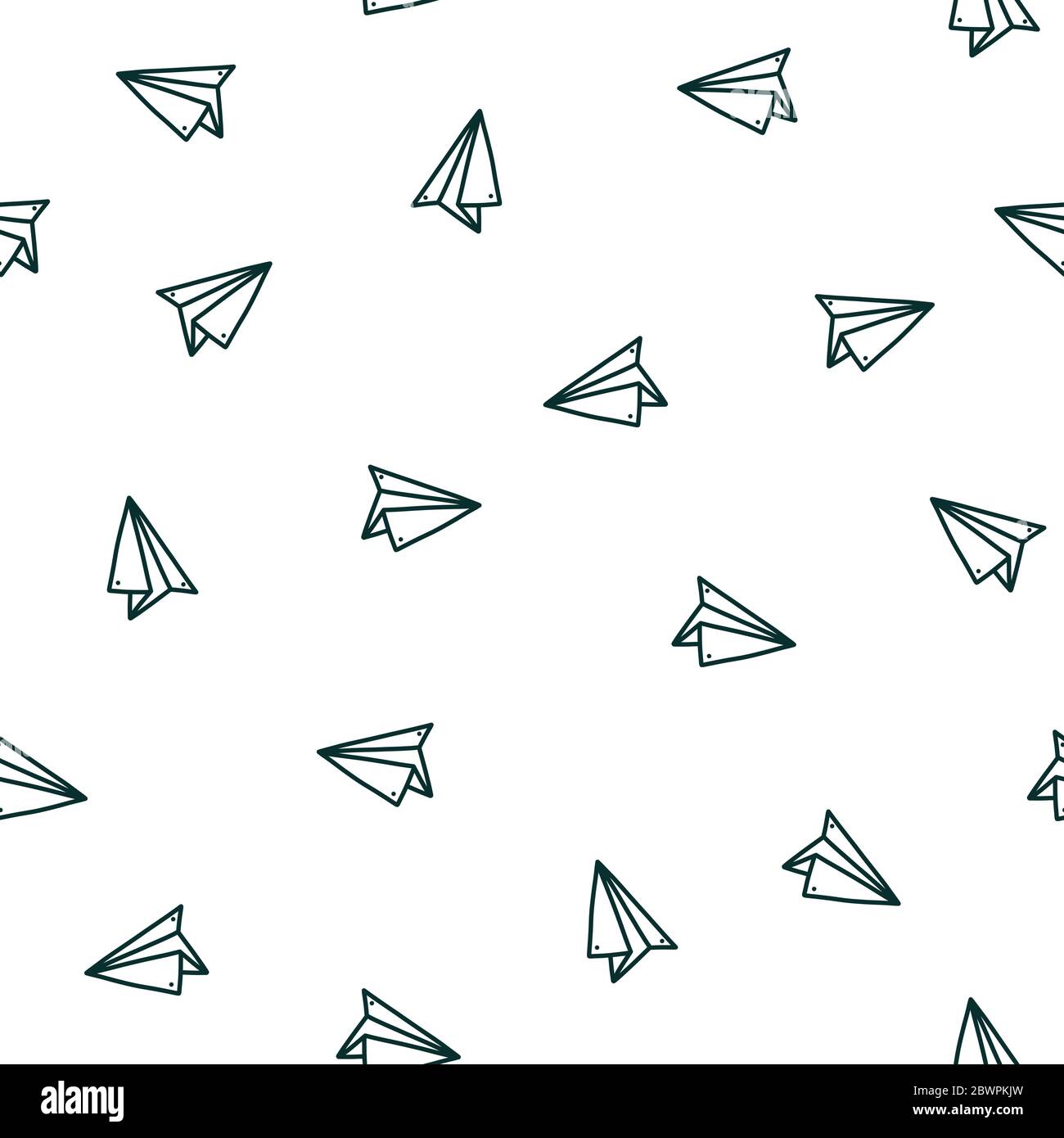 Seamless pattern with handmade paper plane. Hand drawn vector ...
