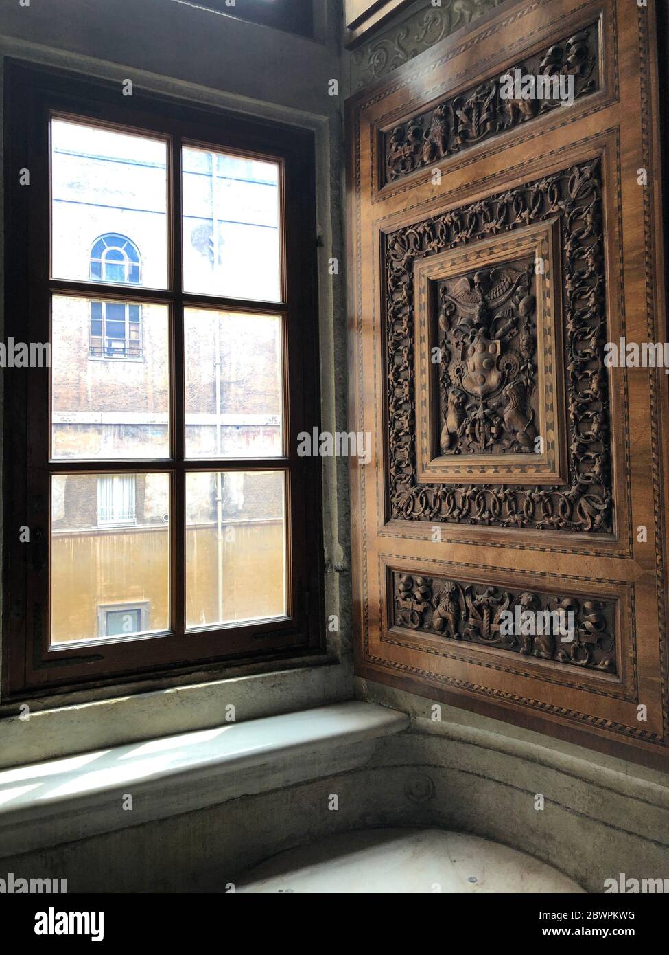 Vatican City, Vatican - May 20, 2019: View through a window from the ...