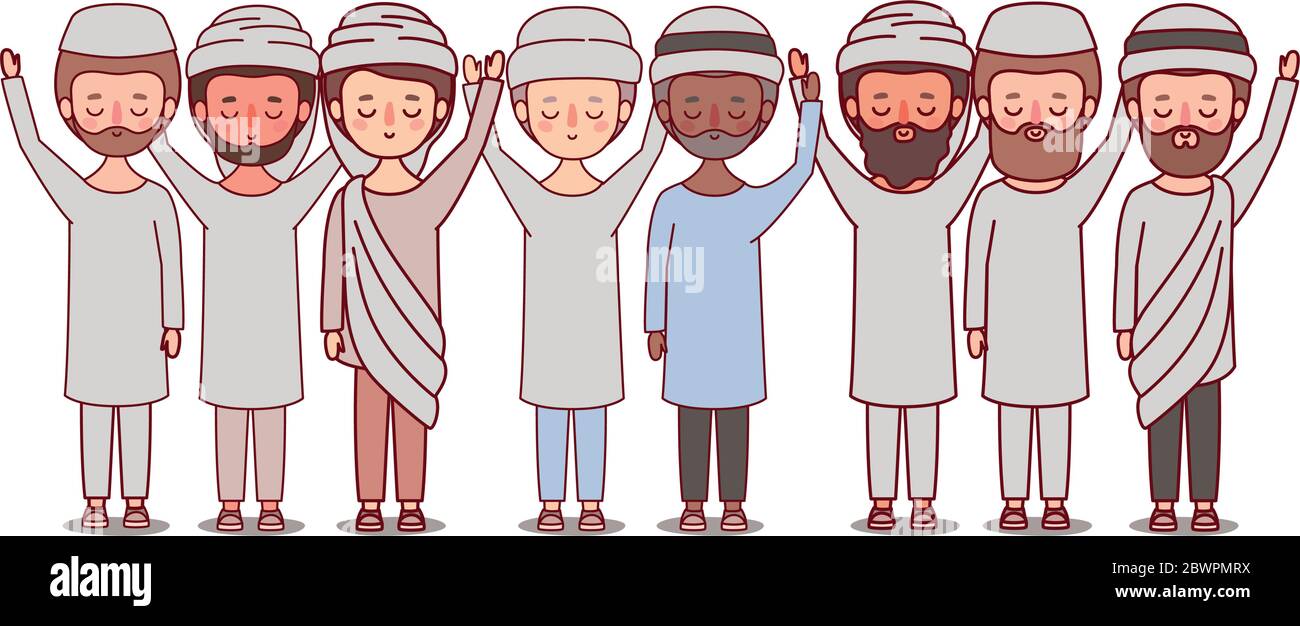 Muslim men cartoons with traditional cloth vector design Stock Vector ...