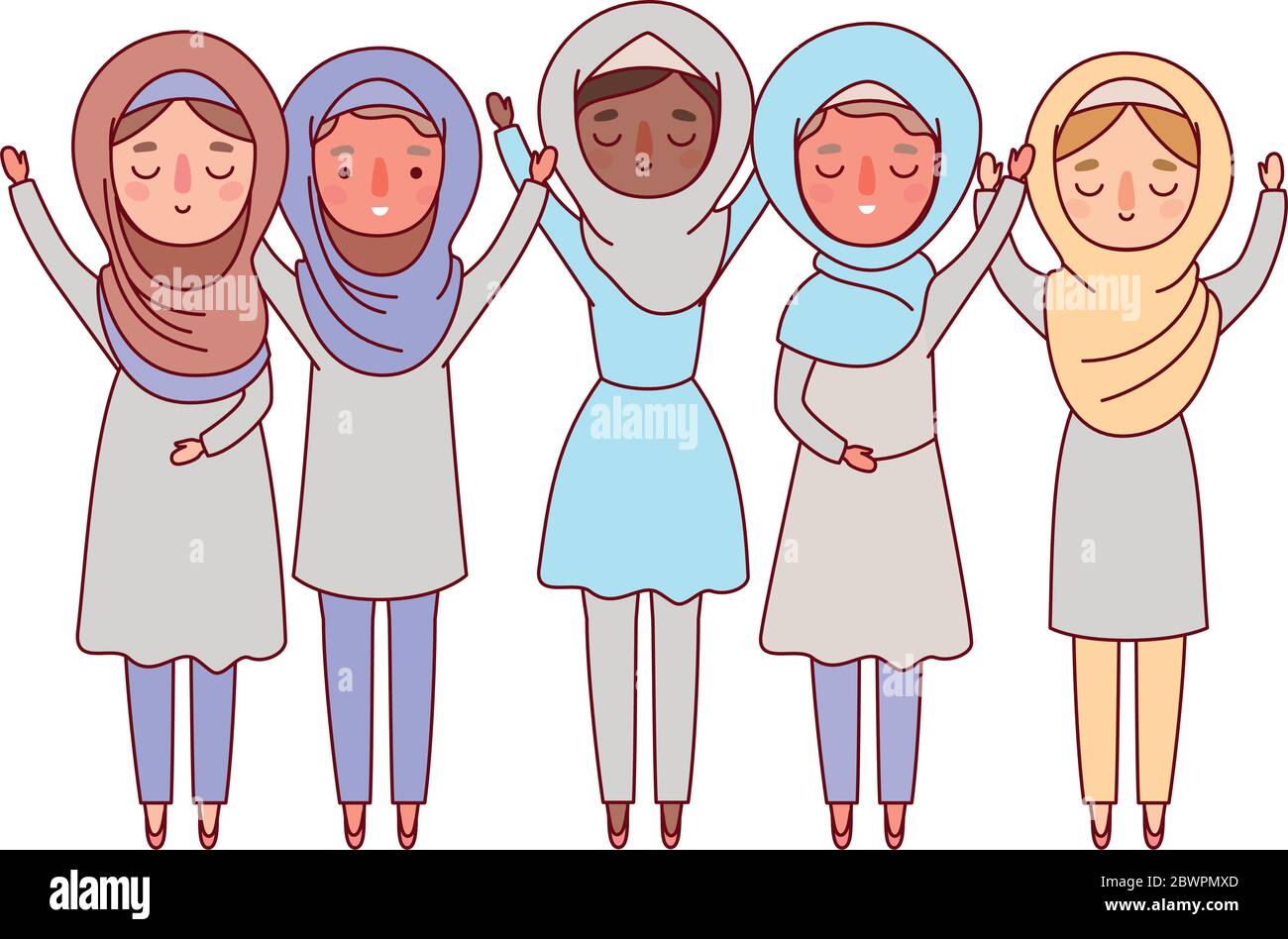 Muslim women cartoons with traditional cloth vector design Stock Vector ...