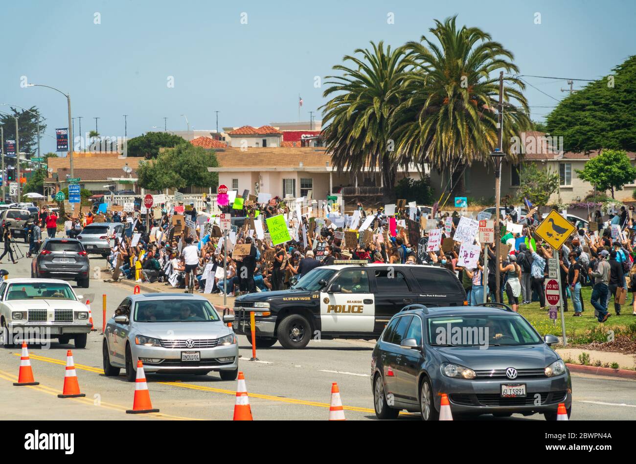 SEASIDE, CALIFORNIA - JUNE 2, 2020: Protesters in Monterey County ...