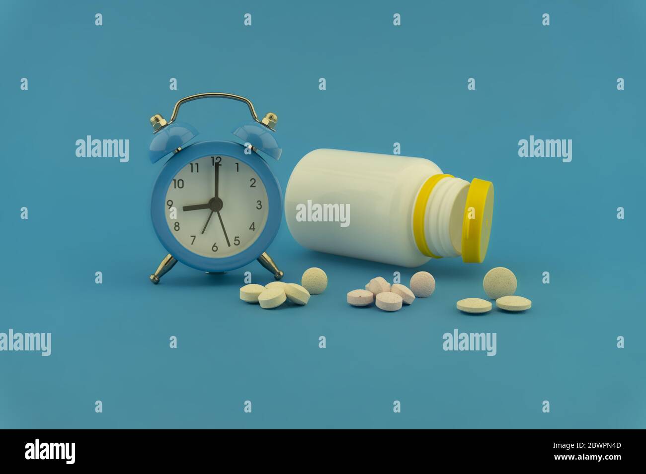 Medication and healthcare concept with pharmaceutical bottle, tablets ...