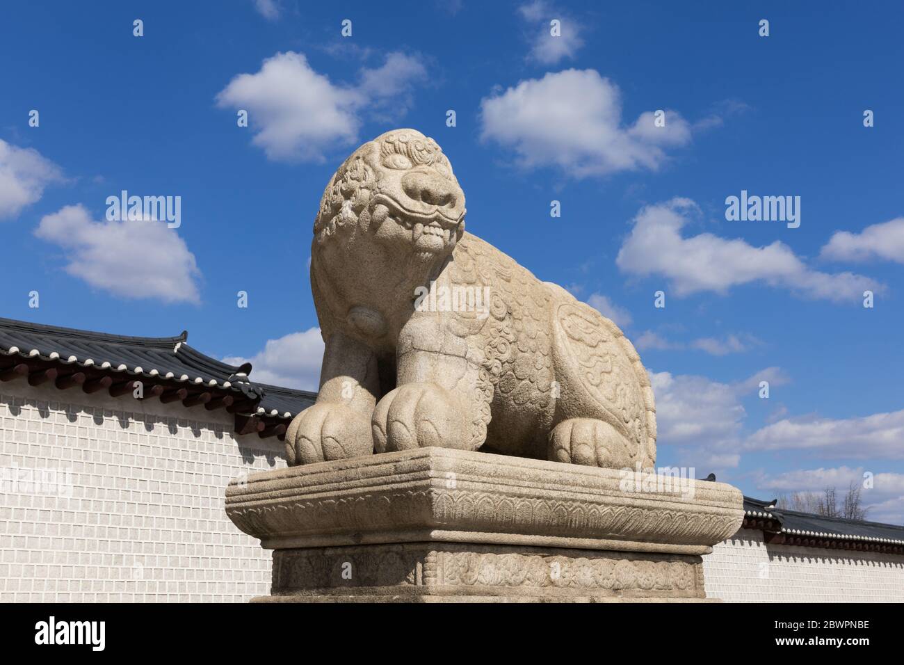 Haetae Stone Statue, a legendary animal protecting Gyeongbokgung Palace in Korea Stock Photo - Alamy