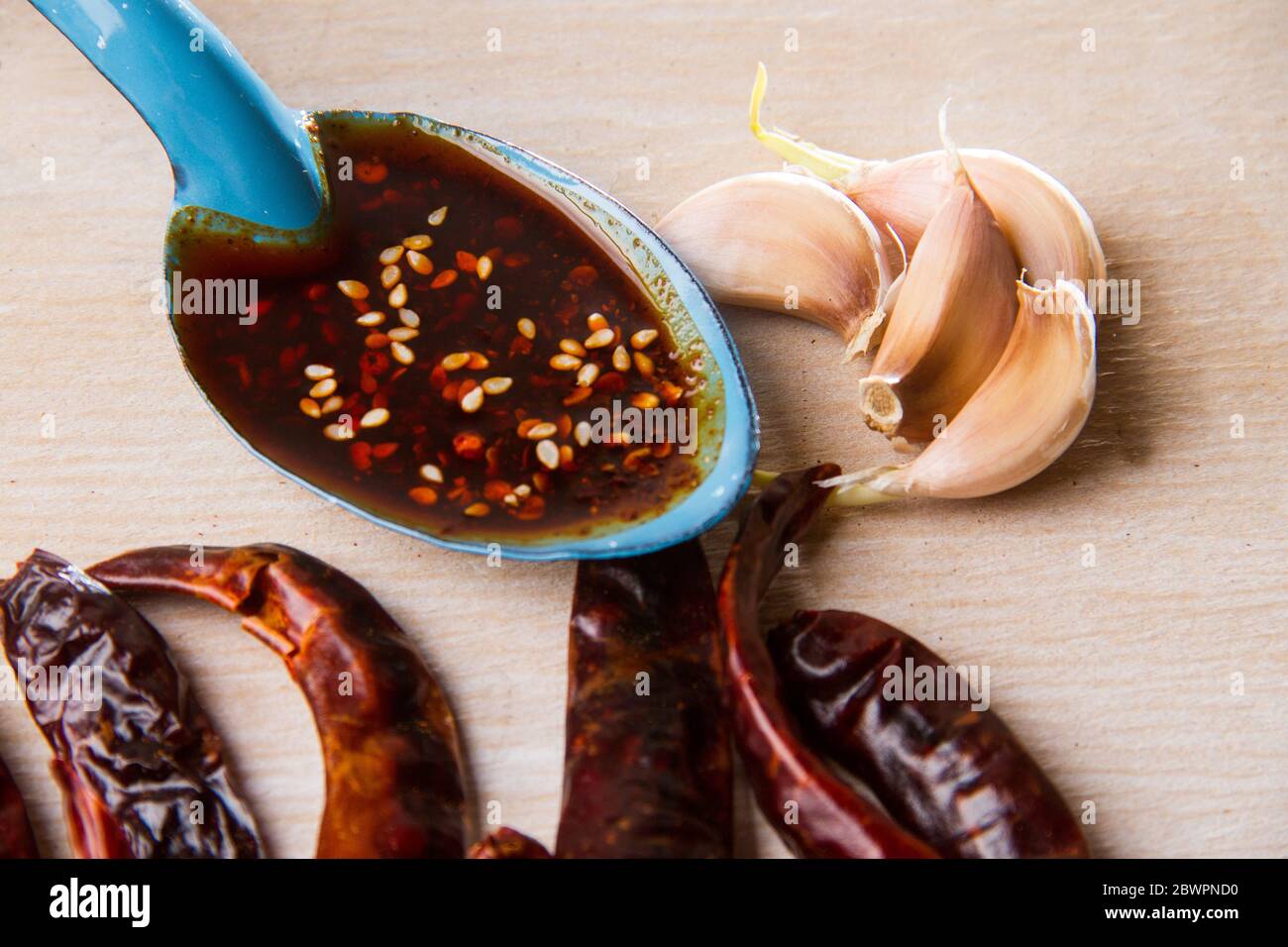 Traditional mexican macha sauce made with oil and dry pepper Stock ...