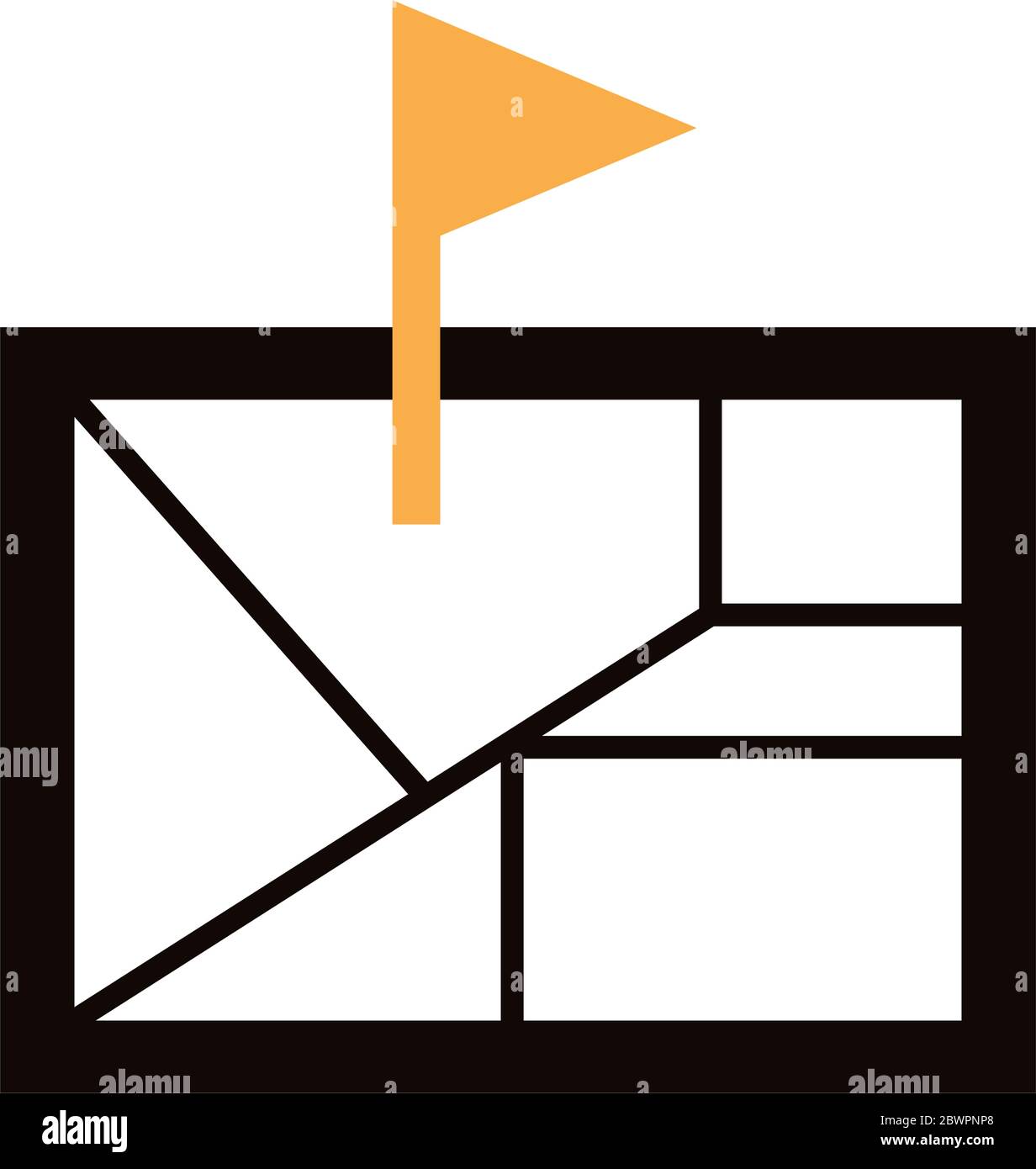 flag pin location in paper map line style Stock Vector Image & Art - Alamy