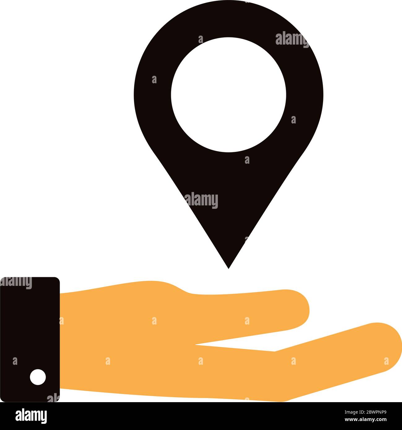 hand with pin pointer location line style Stock Vector Image & Art - Alamy