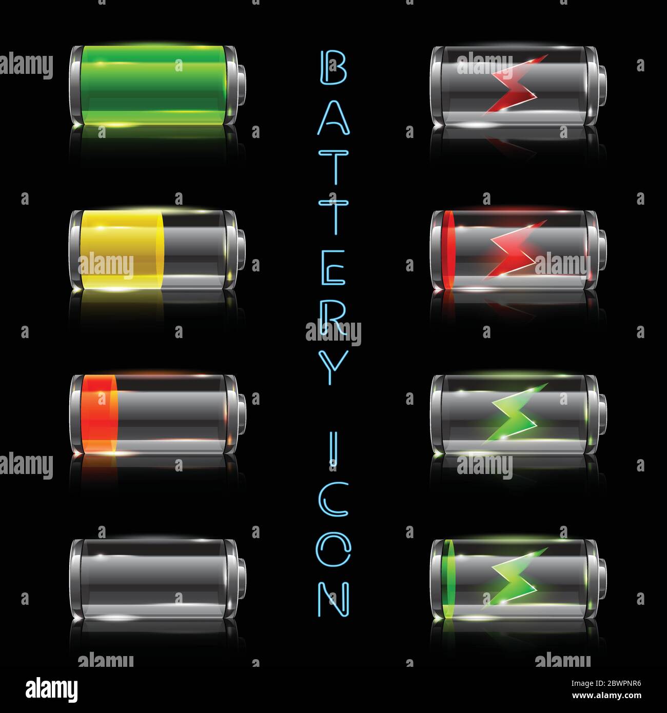 Realistic icon set of battery level indicators Stock Vector Image & Art ...