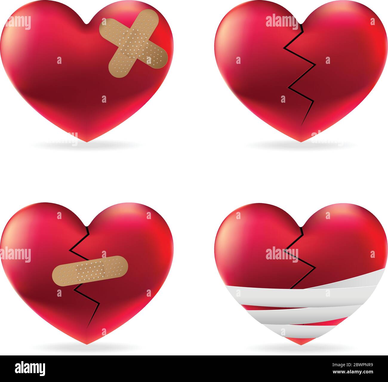 Heart injury with adhesive elastic medical plasters and bandage vector ...