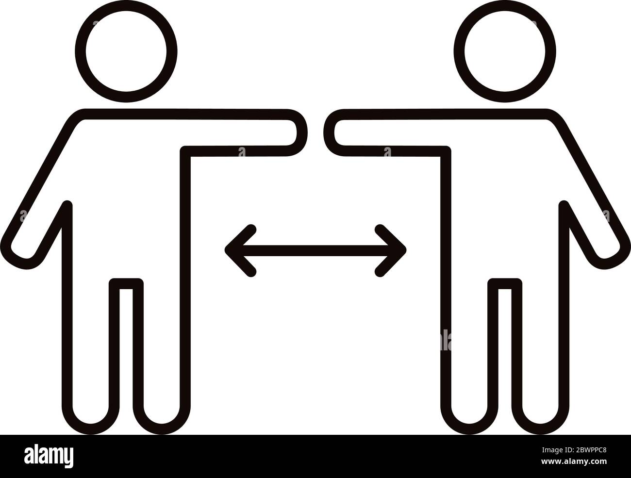 figures humans with arrows social distance line style Stock Vector ...