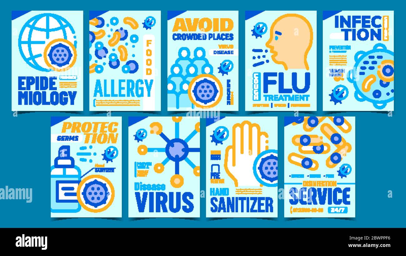Infection Epidemiology Creative Posters Set Vector Stock Vector Image ...
