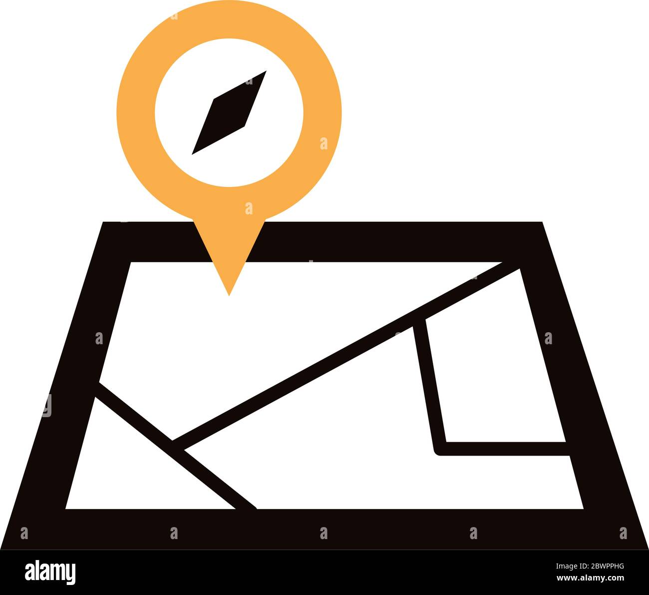 pin pointer with compass in paper map line style Stock Vector Image ...