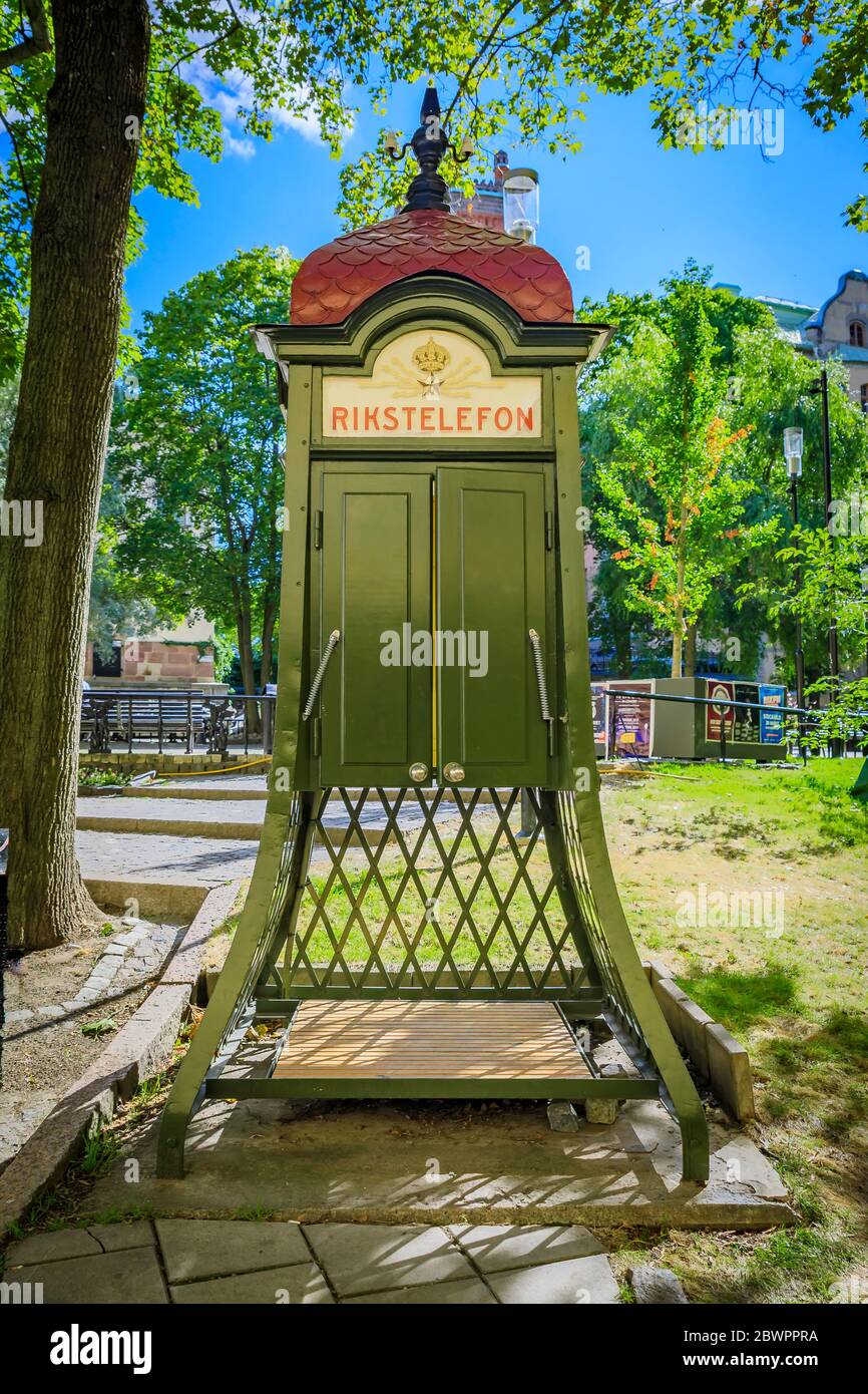Historic telephone booth gamla stan stockholm sweden hi-res stock ...