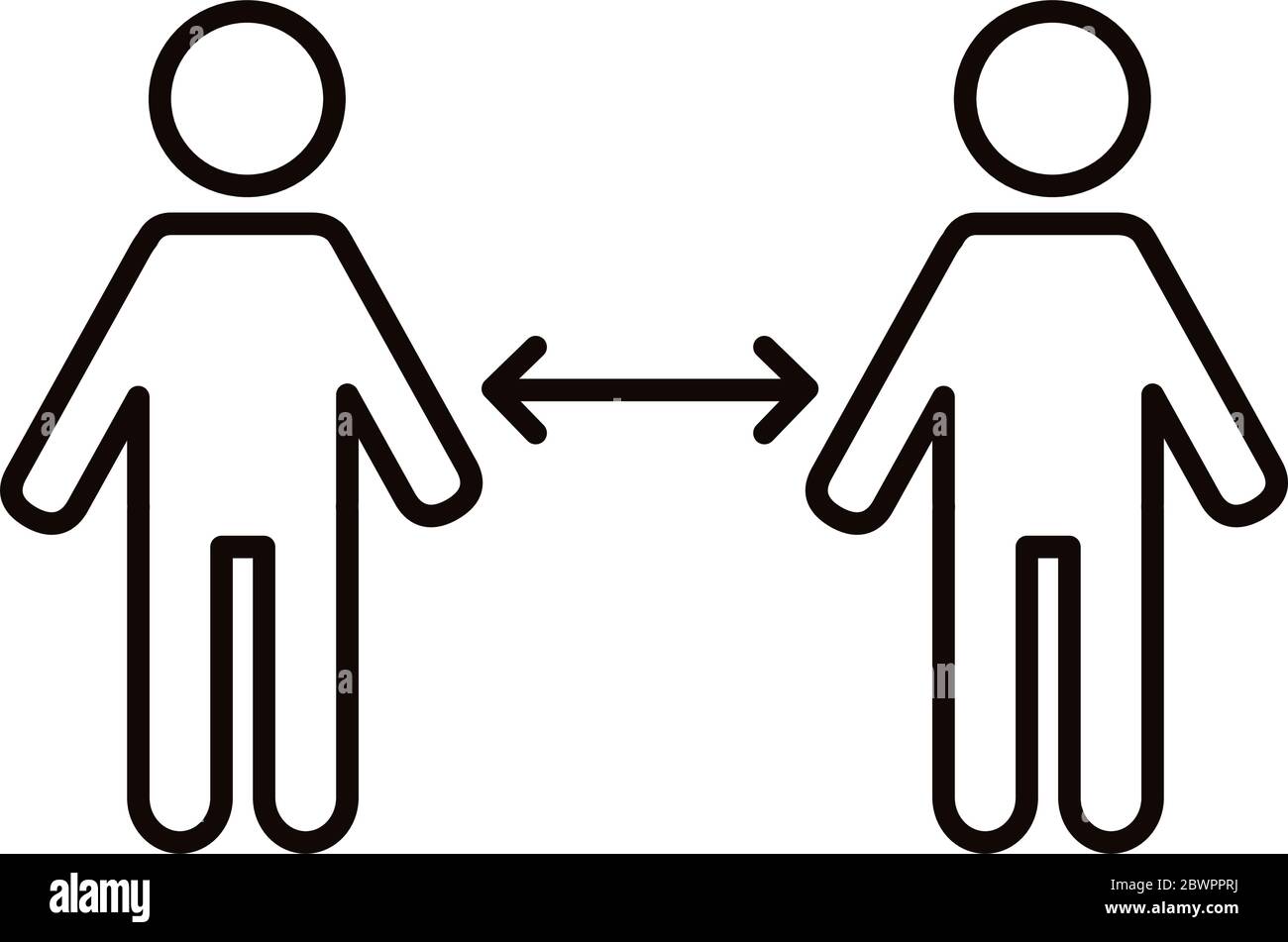 figures humans with arrows social distance line style Stock Vector ...