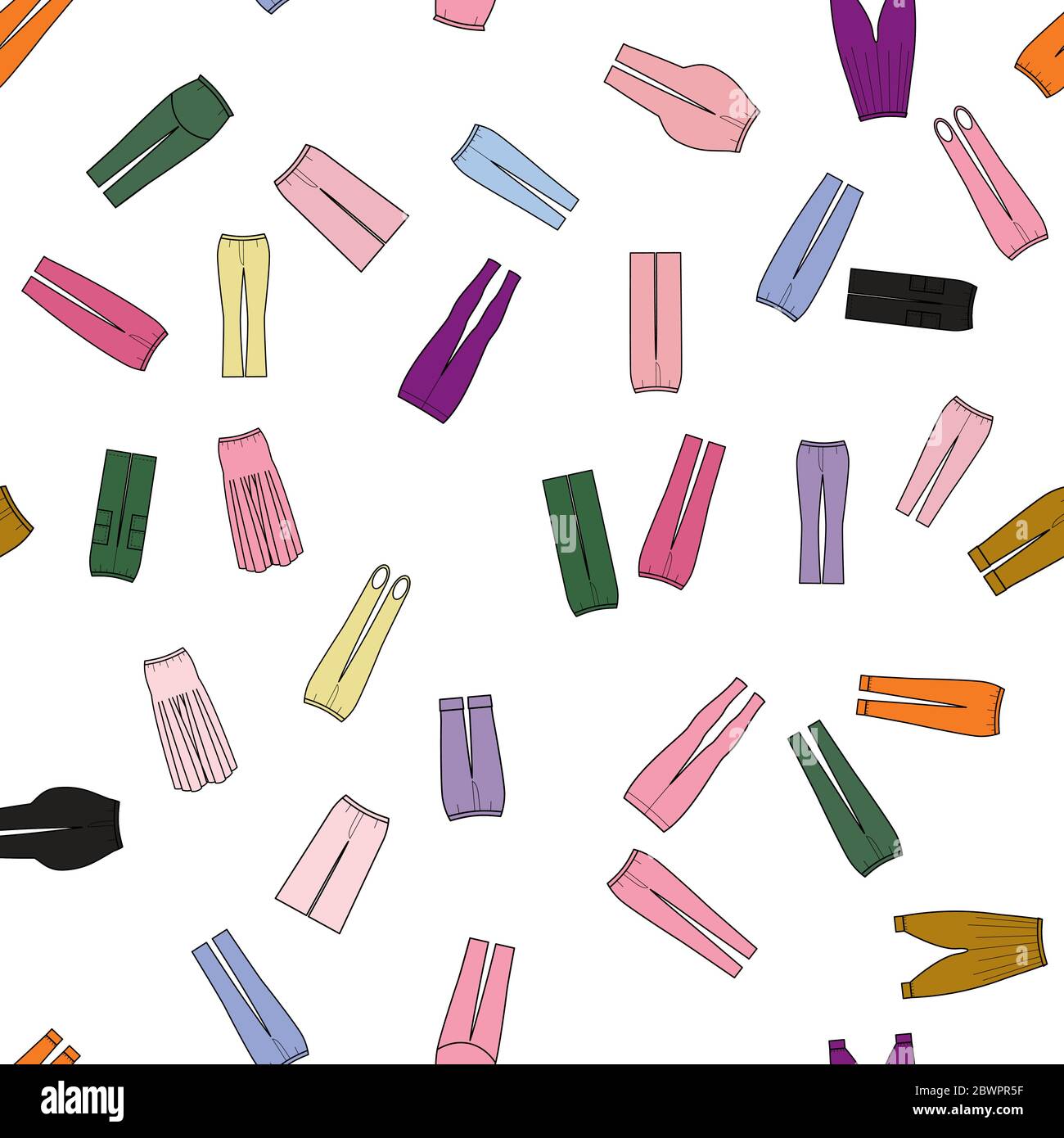 Trousers for woman set. Pants vector illustration for girls. Seamless ...