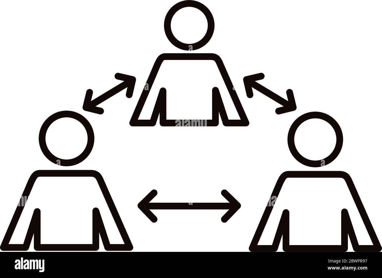 figures humans with arrows social distance line style Stock Vector ...