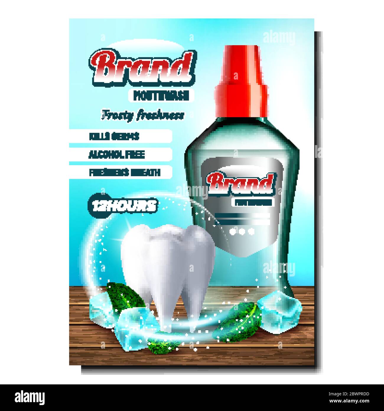 Mouthwash Tooth Protection Promo Poster Vector Stock Vector Image & Art ...
