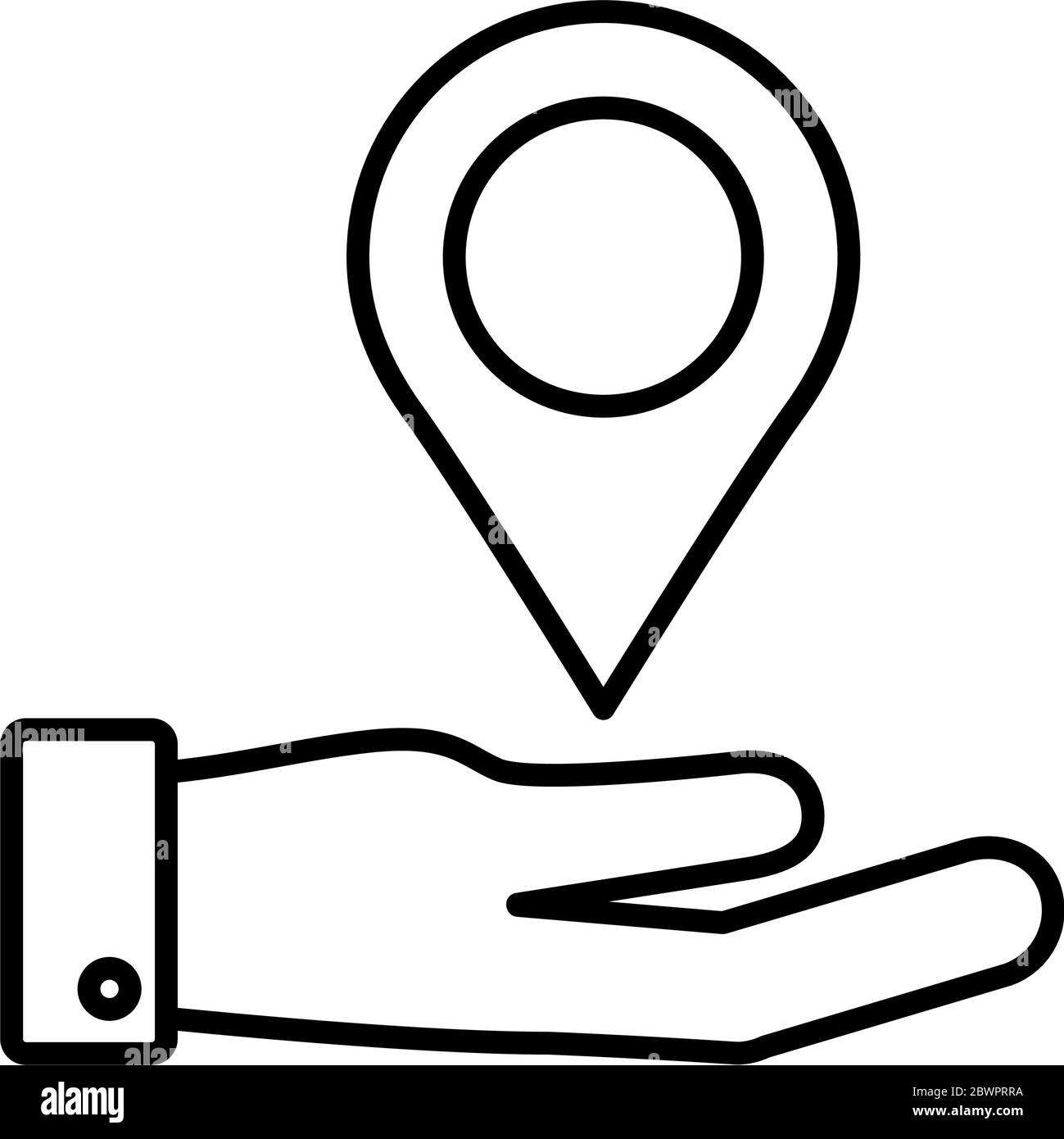 hand with pin pointer location line style Stock Vector Image & Art - Alamy