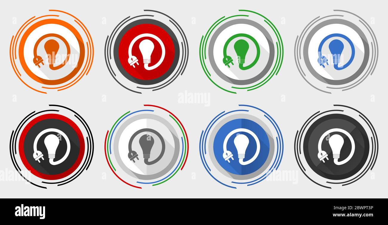 Bulb vector icon set, innovation, electricity modern design flat ...