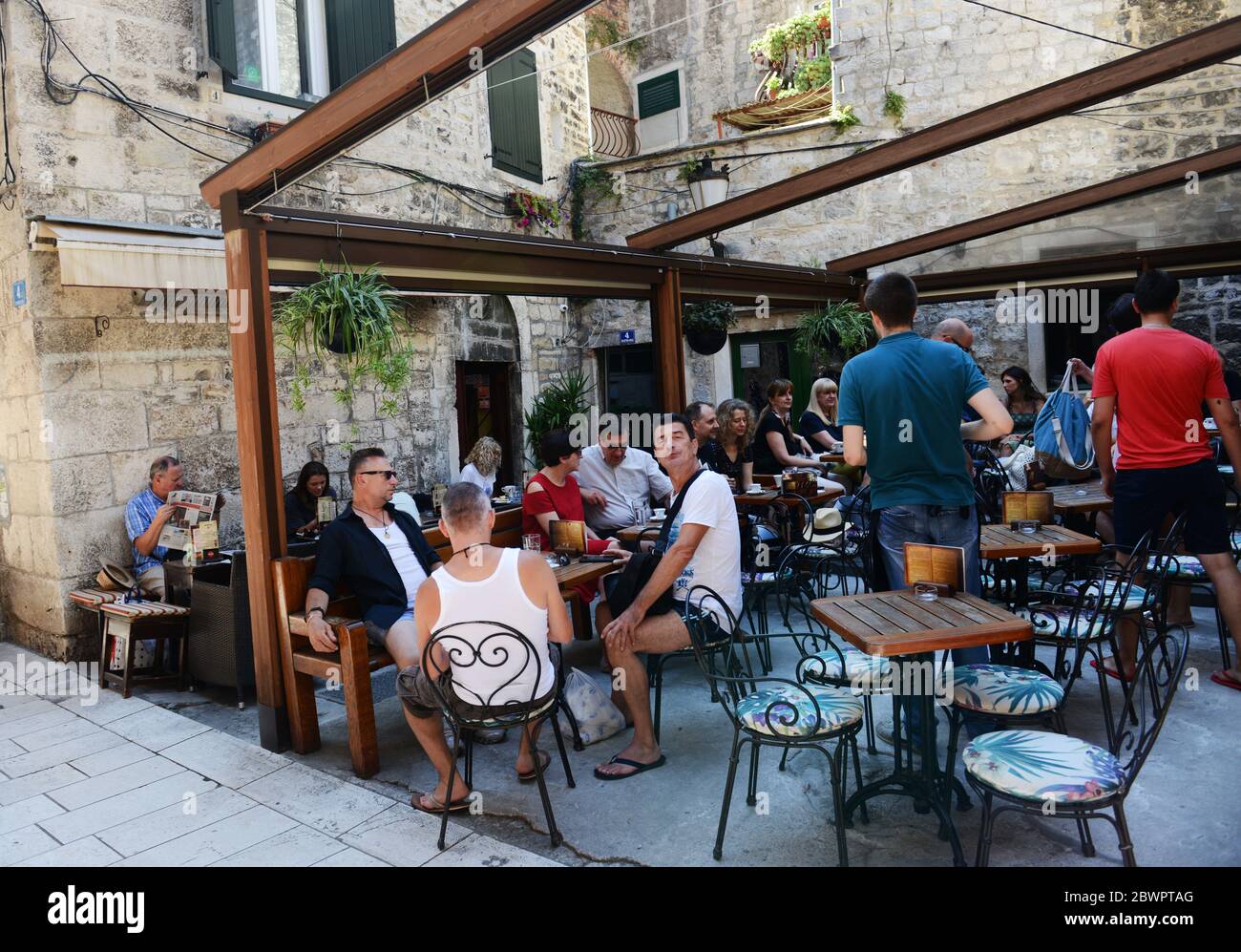 Vibrant cafes bars and restaurants in Split's Diocletians palace Stock ...
