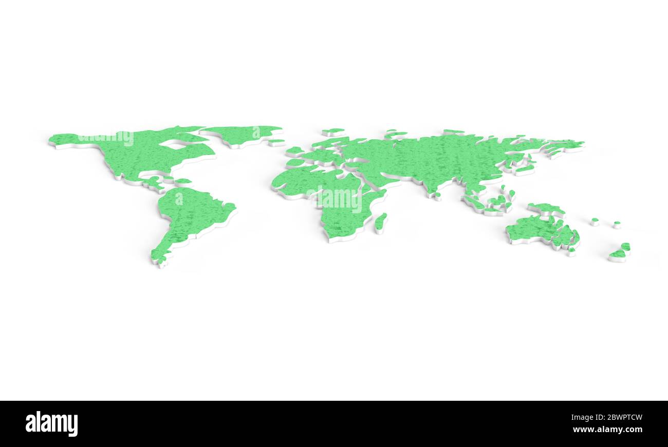 Green earth. World countries map. 3D map. Horizontally world map ...