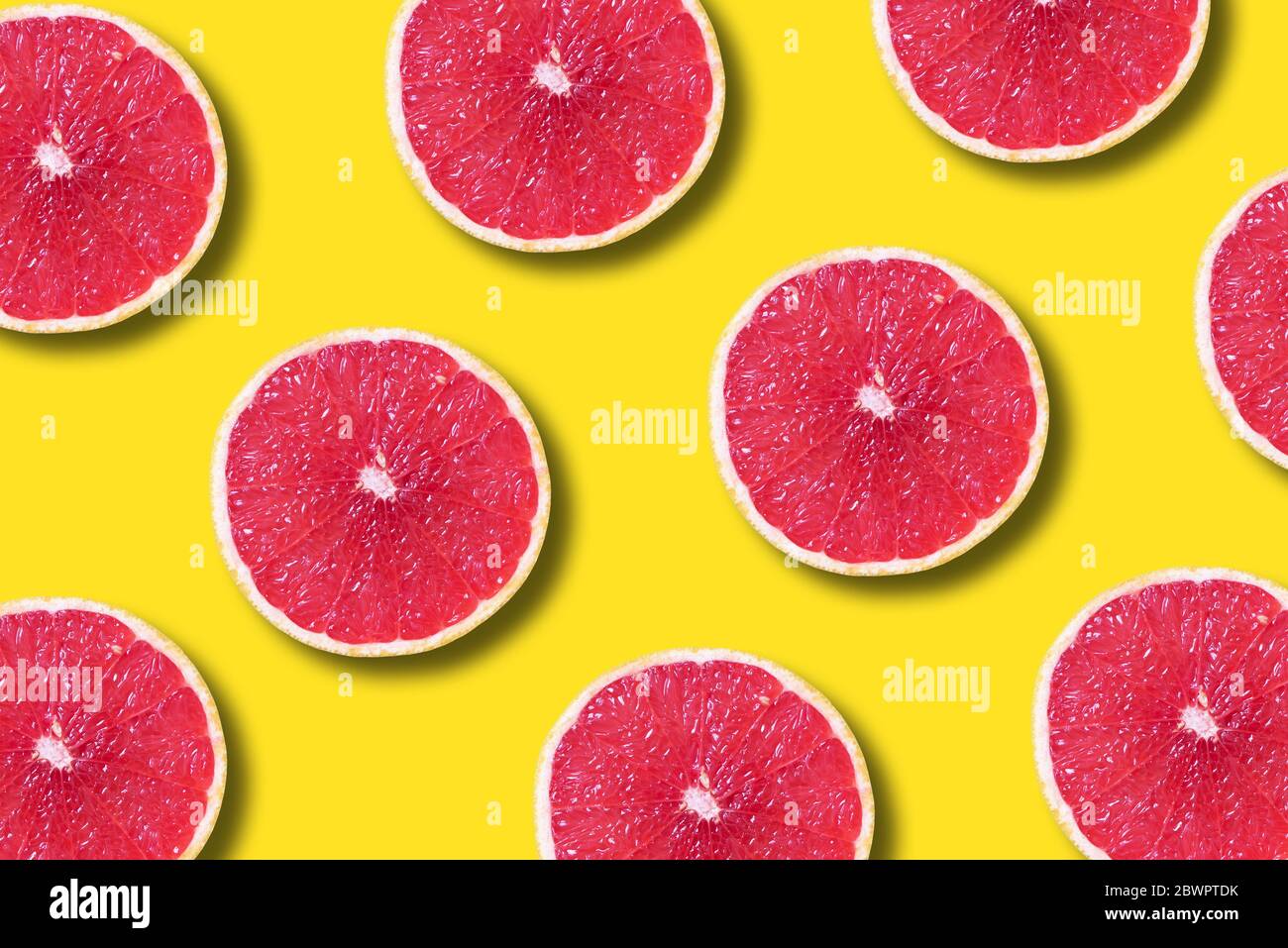 Grapefruit pattern on yellow background. Top view. Creative design ...