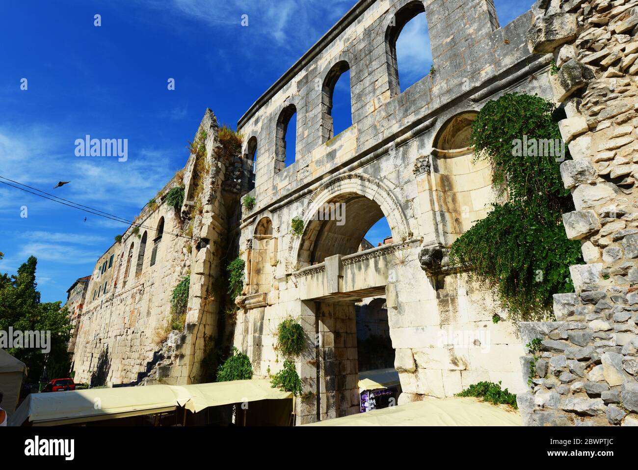 Roman ruins by the Saint Domnius cathedral in the Diocletian palace in ...