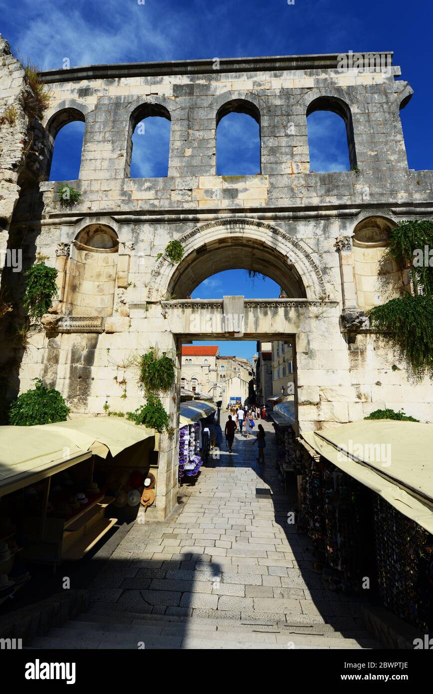 Roman ruins by the Saint Domnius cathedral in the Diocletian palace in ...