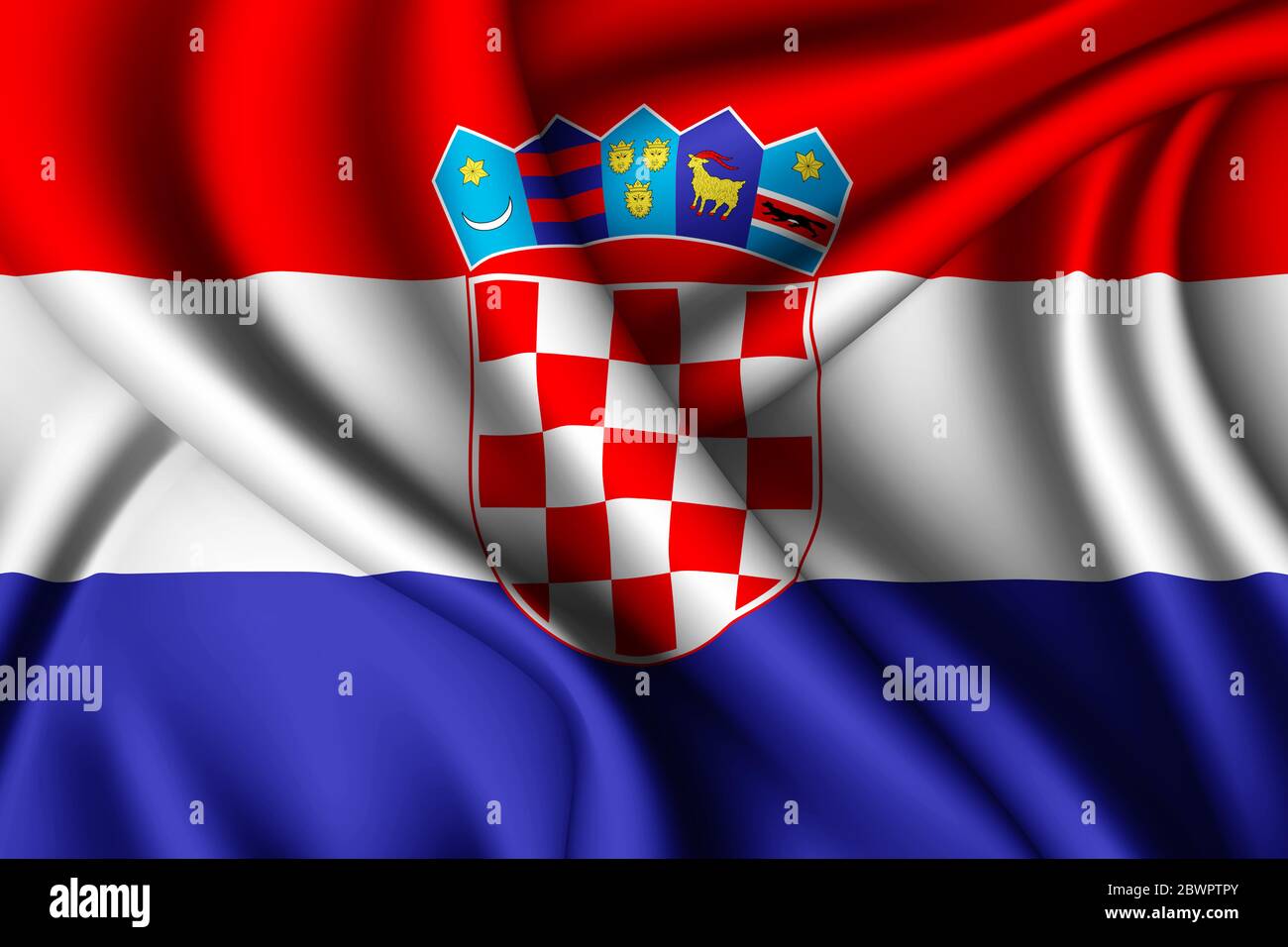 3d rendering waving silk flag of Croatia Stock Photo - Alamy